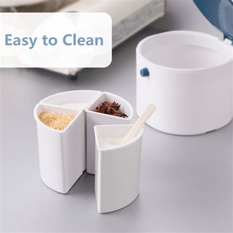 일체형 다단 누름 형 플라스틱 조미료 병 뚜껑 부착 주방 조미료 함 콤비네이션 세트 흰색