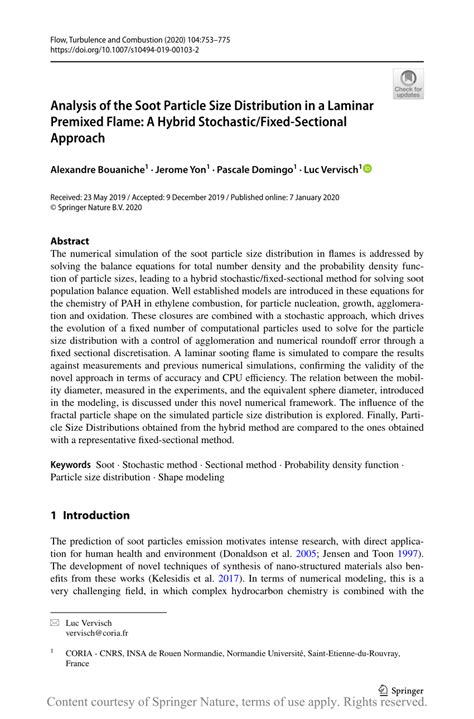 Analysis Of The Soot Particle Size Distribution In A Laminar Premixed