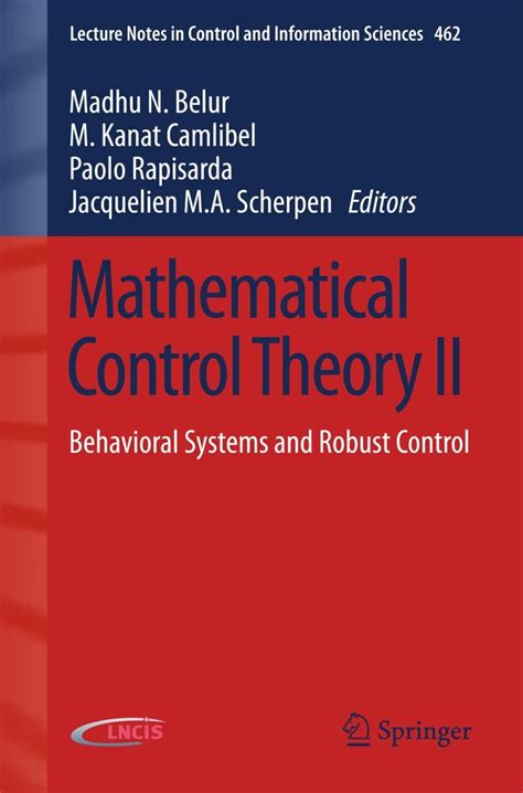 Mathematical Control Theory Ii Behavioral Systems And Robust Control