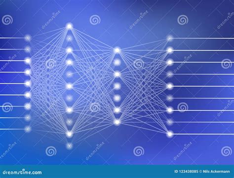 Ejemplo Profundo Del Vector De La Red Neuronal Con El Fondo Azul Marino