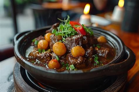 Premium Photo Sizzling Hot Beef Stew With Zesty Red Chili Pepper