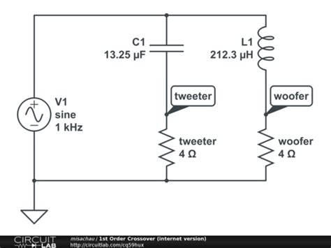 1st Order Crossover Internet Version Circuitlab