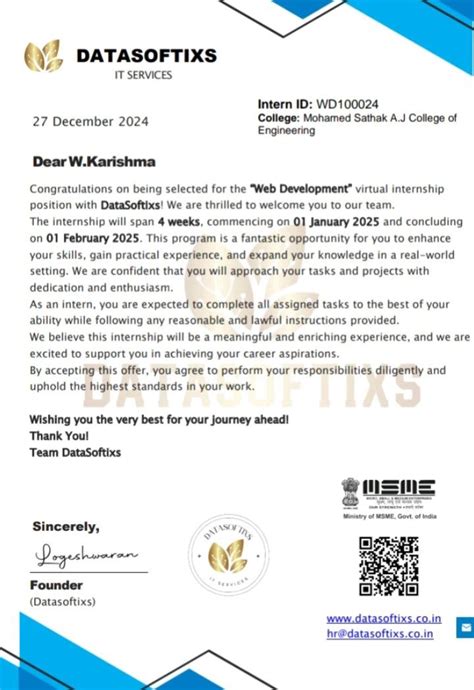 Karishma W On Linkedin Virtualinternship Datasoftixs Careergrowth