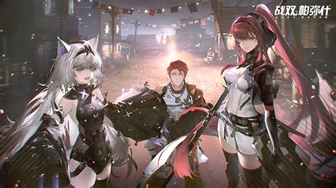 배경 화면 Punishing Gray Raven 애니메이션 소년들 애니메이션 소녀들 무기 포니 테일 긴 머리