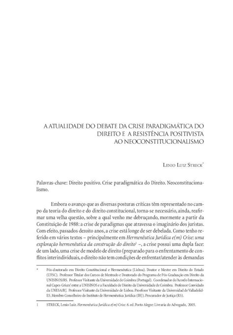 Pdf Lenio Streck Neoconstitucionalismo Dokumentips