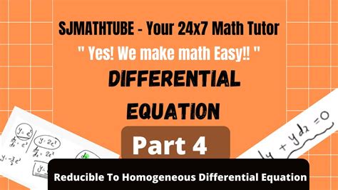 Differential Equation Part 4 Reducible To Homogeneous Type I Youtube