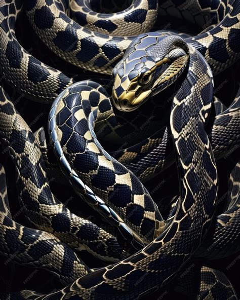 Premium Ai Image A Large Python With A Mesmerizing Pattern Waits For Prey Coiled Up In Knots