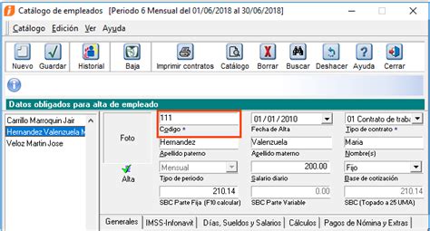 Edición Del Código De Empleado