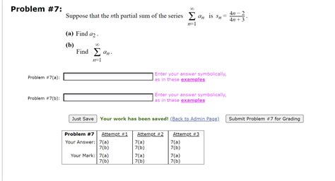 solved problem 7 suppose that the nth partial sum of the