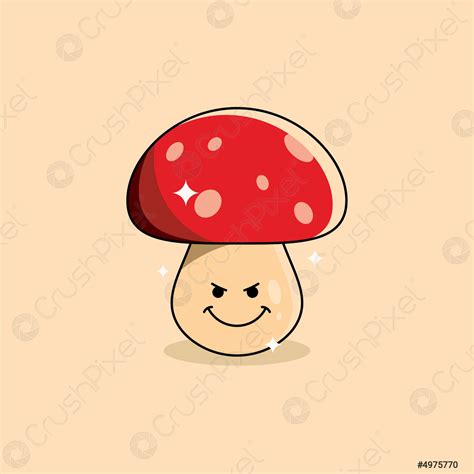 Cute Mushroom Vector Cartoon Character Illustration Simple Flat Deaign Style Stock Vector