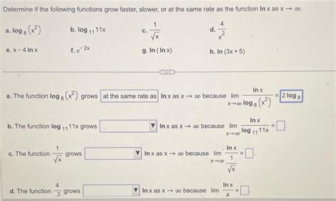 Solved Determine If The Following Functions Grow Faster