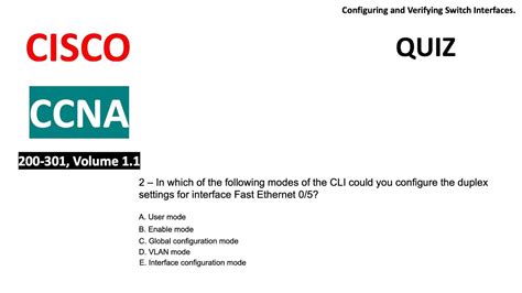 Ccna Quiz Configuring And Verifying Switch Interfaces Ccna