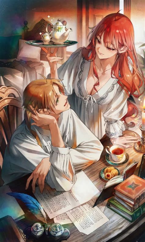 Mushoku Mushoku Tensei Fanart Rudeus And Eris Red Hair Anime Couple