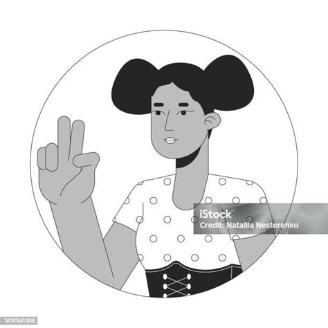 아프리카 계 미국인 평화 기호 소녀 흑인과 백인 2d 벡터 아바타 그림 2차 도형에 대한 스톡 벡터 아트 및 기타 이미지 2