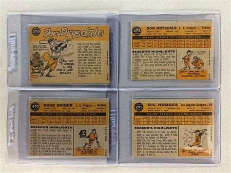 4 1960 Topps Los Angeles Dodgers Hofs Matthew Bullock Auctioneers