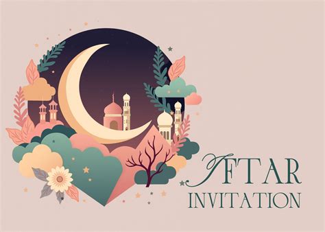 Pink Illustration Ifthar Invitation Greeting Card 56818528 Template