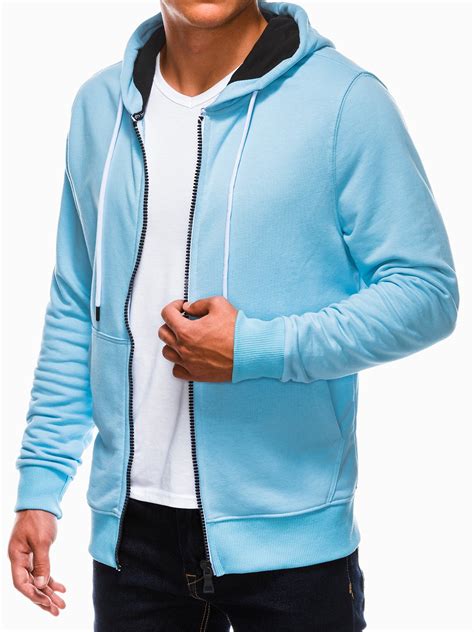 Men S Zip Up Sweatshirt B976 Light Blue MODONE Wholesale Clothing