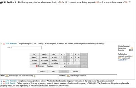 Solved 40 Problem 9 The D String On A Guitar Has A