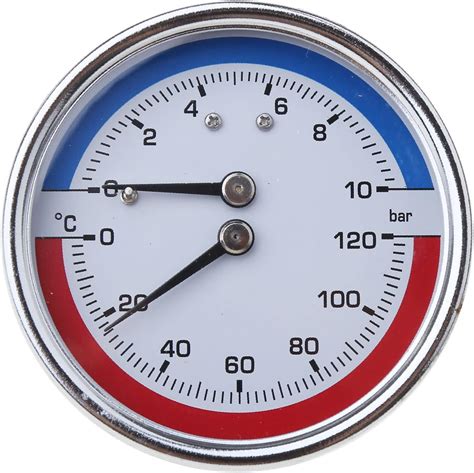 Compact Thermo Manometer Boiler Temperature Pressure Gauge Mearsuring 0 10 Bar 0 120 ℃ Suitable