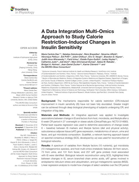 PDF A Data Integration Multi Omics Approach To Study Calorie