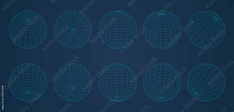 Globe Grid Spheres Striped 3d Wireframe Spheres Geometry Globe Grid Earth Latitude And