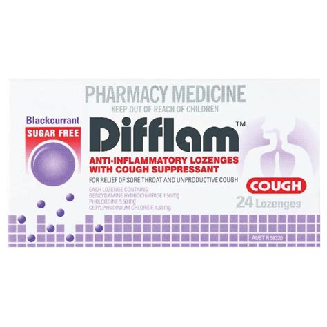 Difflam Anti Inflammatory Cough Suppressant Blackcurrant Lozenges 24