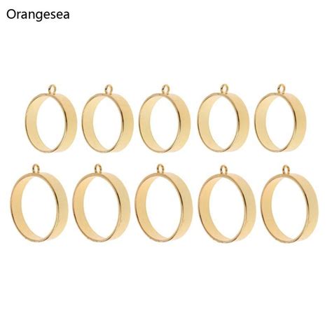 Orangesea 5x Set Round Framework Open Back Bezels Pendant Blanks For