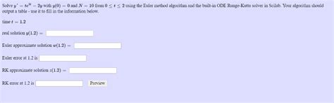 Solved Solve Y Te 2y With Y0 O And N 10 From 0 Ts2