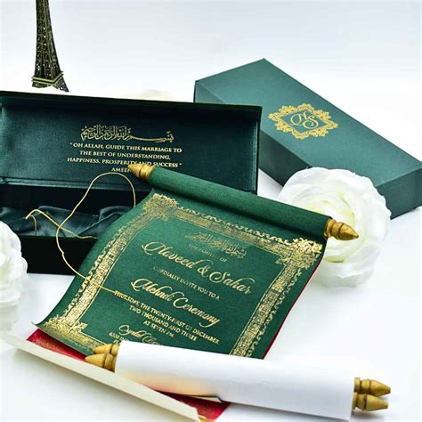 Emerald Green Velvet Wedding Invitation Box Scroll Invitation