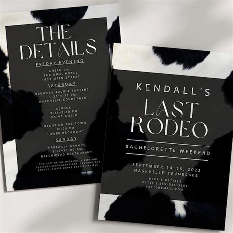 Last Rodeo Disco Itinerary Template Etsy