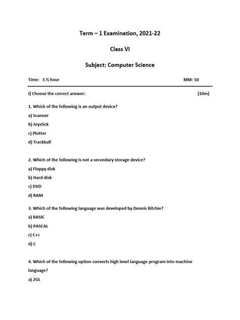 Class Vi Comp Sci Pdf