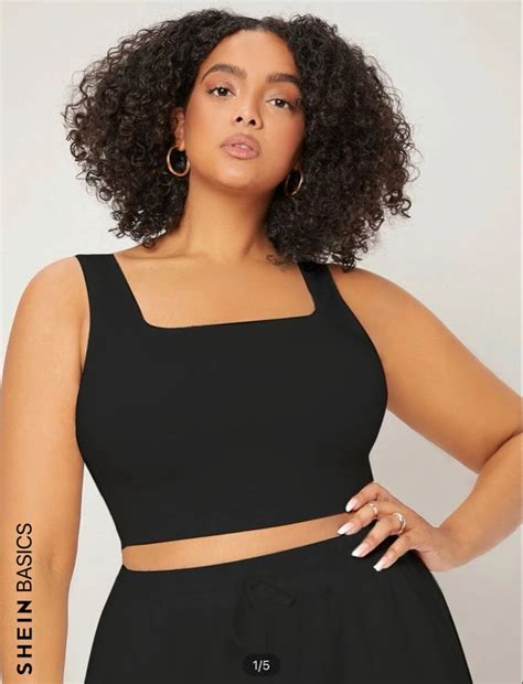 Shein Basics Plus Solid Crop Tank Top Trägerhemd Tank Top Outfits