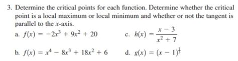 Solved Determine The Critical Points For Each Function Chegg