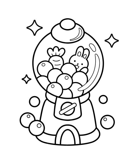 Ilustración De La Página De Colorear De La Máquina De Dulces Kawaii