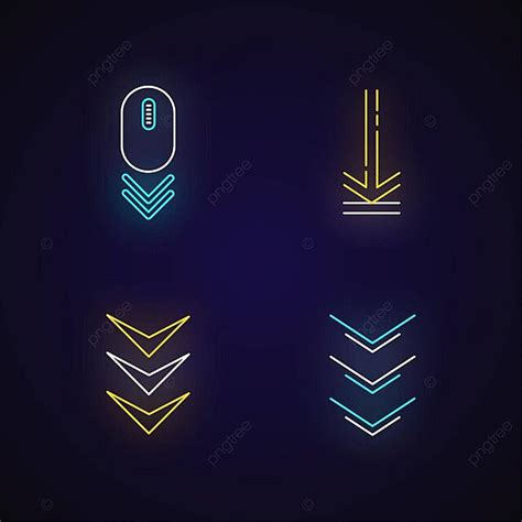 Neon Navigation Icons With Upload And Scroll Indicators Vector