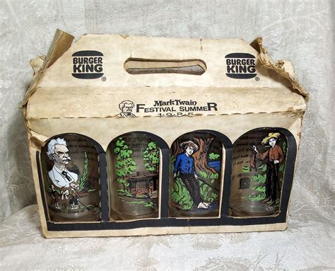1985 Burger King Mark Twain Country Series Vintage Drinking Glasses Set