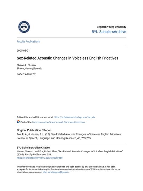 Sex Differences In English Fricatives Pdf F Test Phonetics