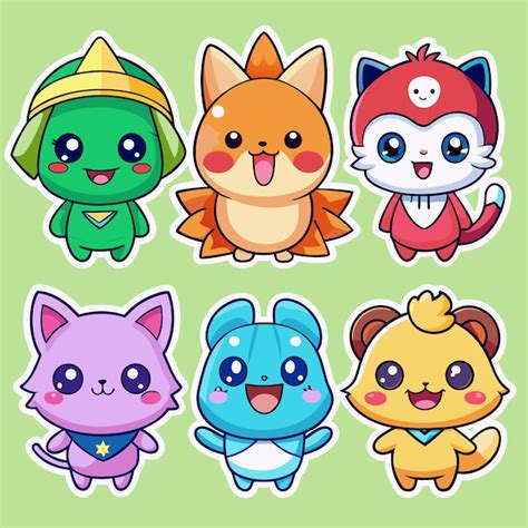 Premium Vector Cute Cartoon Stickers