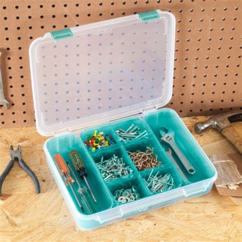 Sterilite Divided Case Stackable Plastic Small Storage Lidded Container