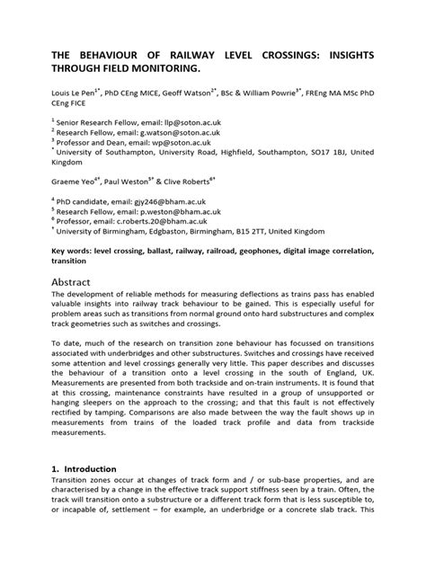 The Behaviour Of Railway Level Crossings Insights Pdf Beam