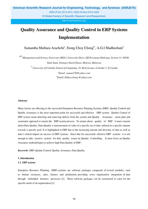 Pdf Quality Assurance And Quality Control In Erp Systems Implementation Pdf Quality Assurance And Quality Control In Erp Systems Implementation