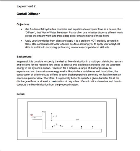 Experiment 7 Outfall Diffuser Objectives Use