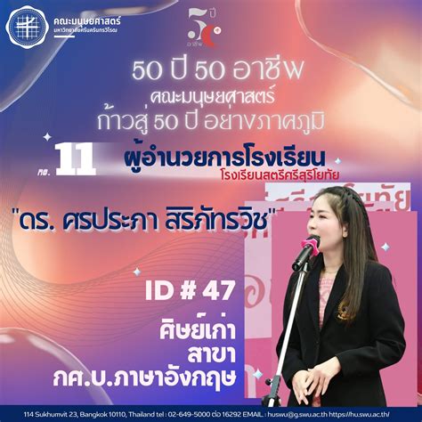 11 ดร ศรประภา สิริภัทรวิช ศิษย์เก่า กศ บ ภาษาอังกฤษ ผู้อำนวยการ