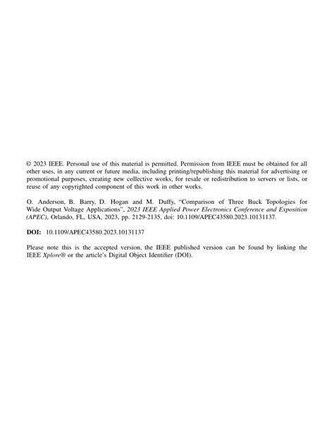 Pdf Comparison Of Three Buck Topologies For Wide Output Voltage
