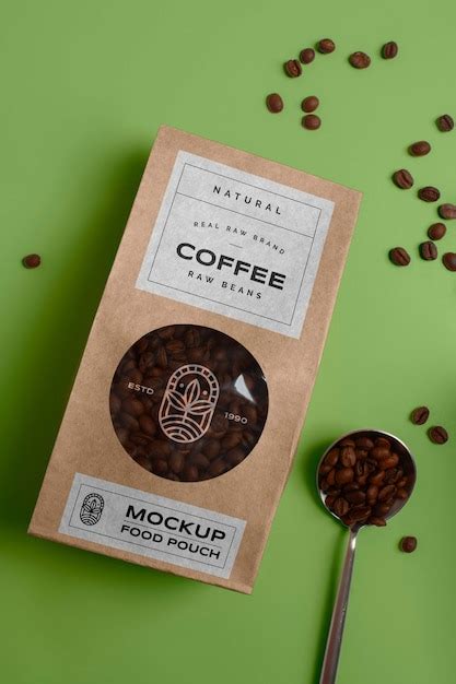 Premium Psd Coffee Beans Pouch Mockup
