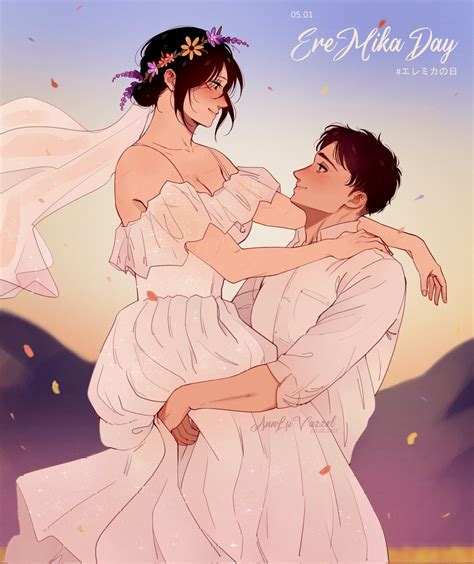 Mikasa Ackerman And Eren Yeager Shingeki No Kyojin Drawn By Annlu