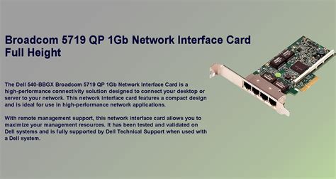 Dell Broadcom 5719 Qp 1gb Network Interface Card Plug In Card With Full Height 1 Gbps Data