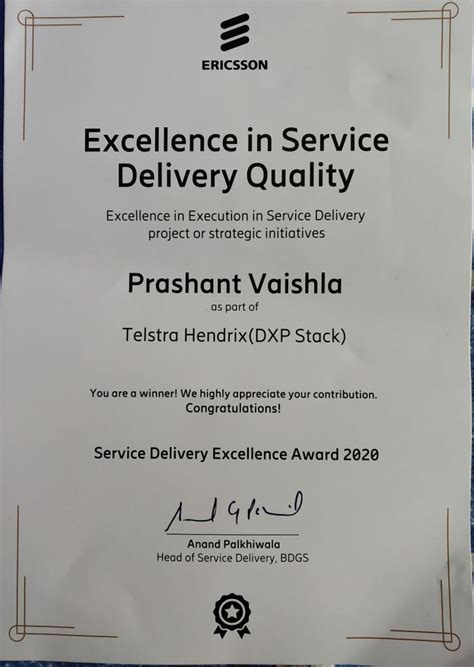 Prashant Vaishla On Linkedin Ericsson Excellenceaward