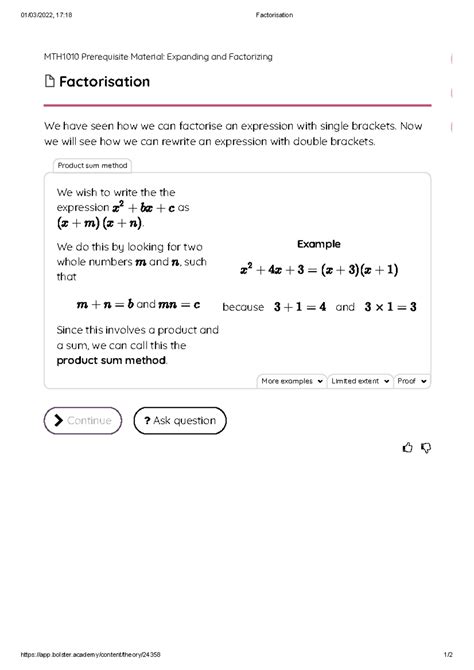 Factorisation Notes 01 03 2022 17 18 Factorisation App Bolster