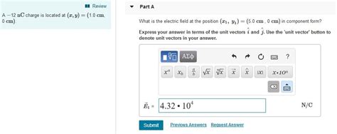 Solved Review Part A A 12 Nc Charge Is Located At A Y